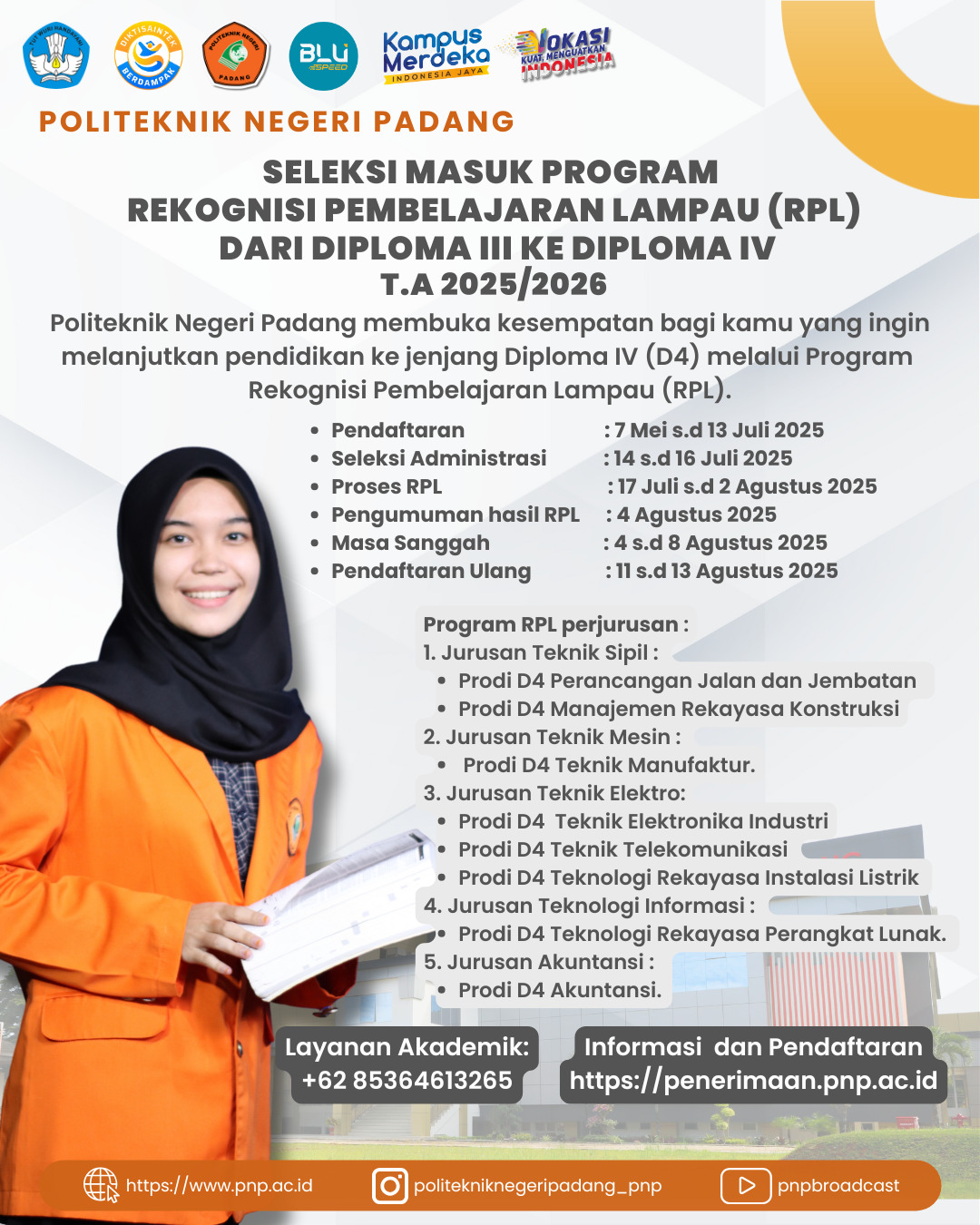 PENERIMAAAN MAHASISWA BARU PROGRAM RPL – PMB | Politeknik Negeri Padang